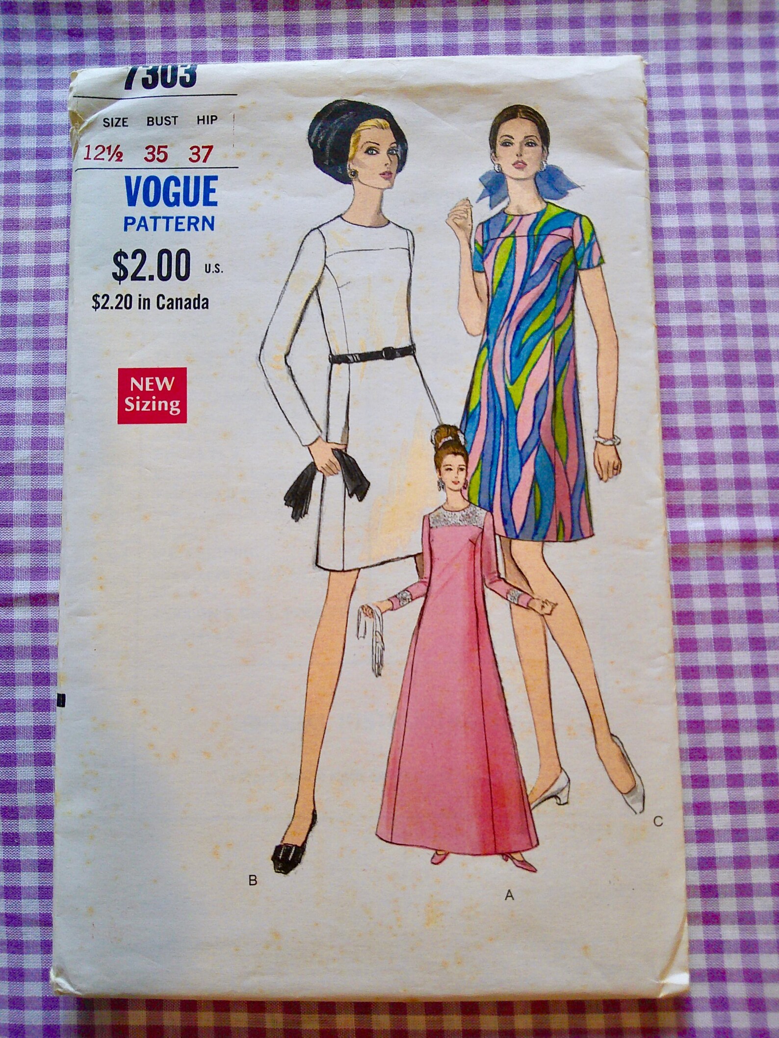 Vintage 1960s Vogue Sewing Pattern 7303: Elegant Evening Gown, Half ...