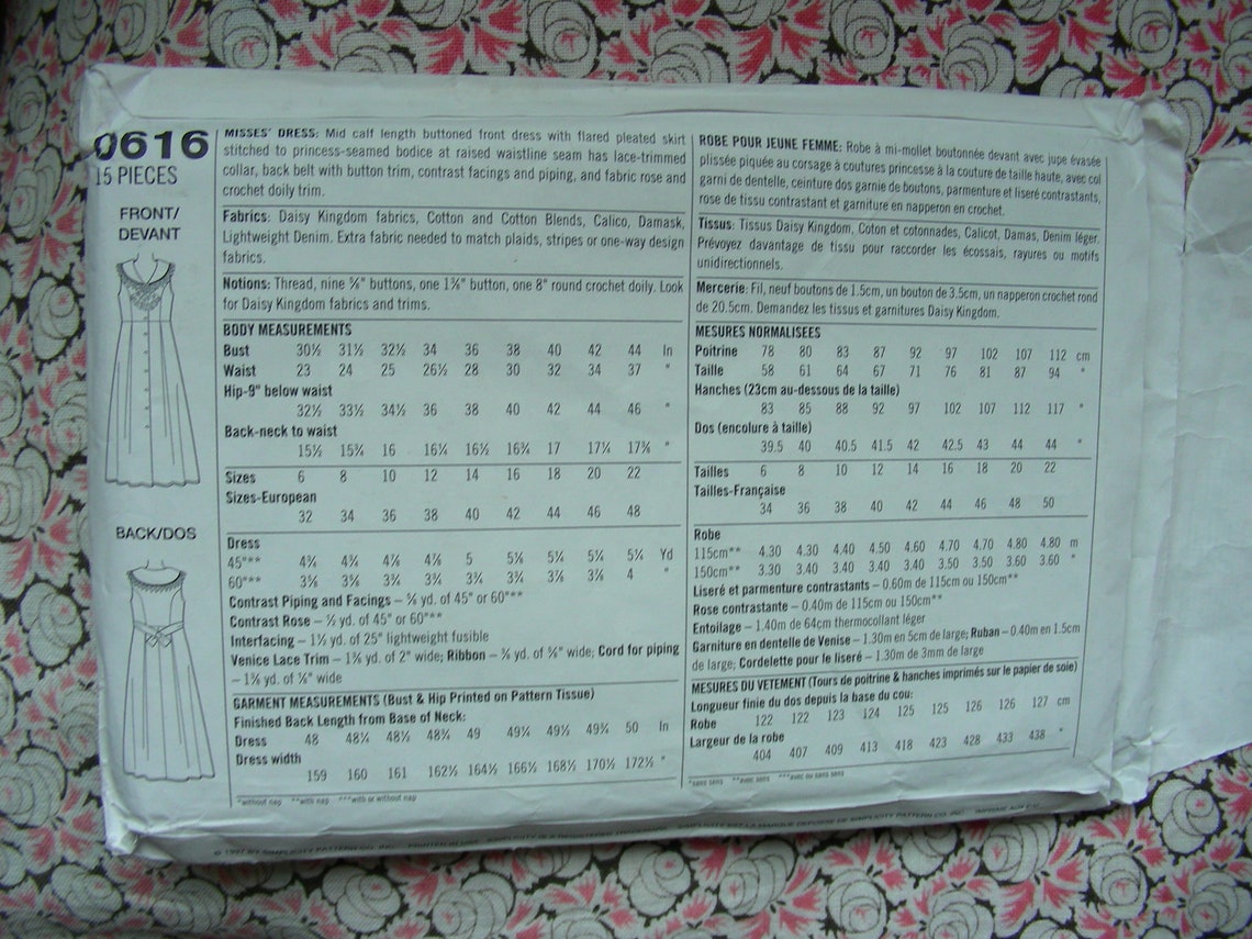 DAISY KINGDOM UNCUT Vintage Simplicity Pattern 0616 / - Etsy