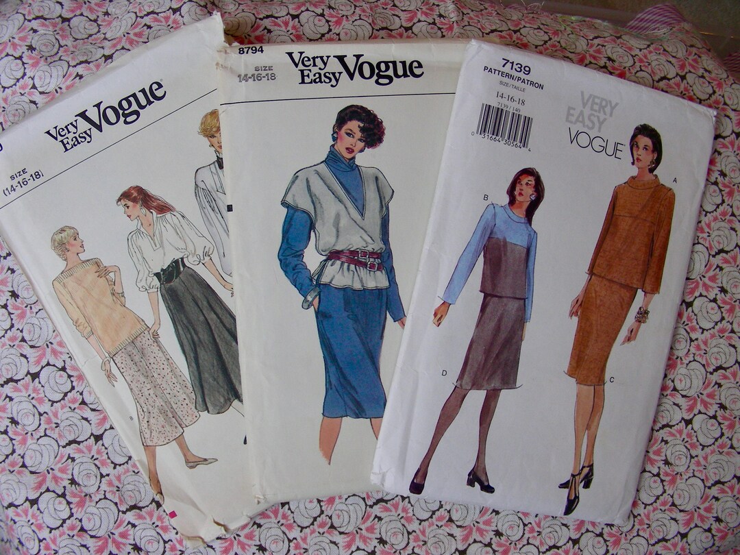 UNCUT Vintage Vogue Patterns 7139, 8480, 8794, 9174 * Very Easy Vogue ...