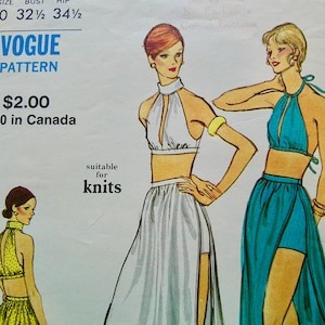 1970s Vogue 8336 Sewing Pattern: Halter Tops & Skirts, Size 10 - Etsy