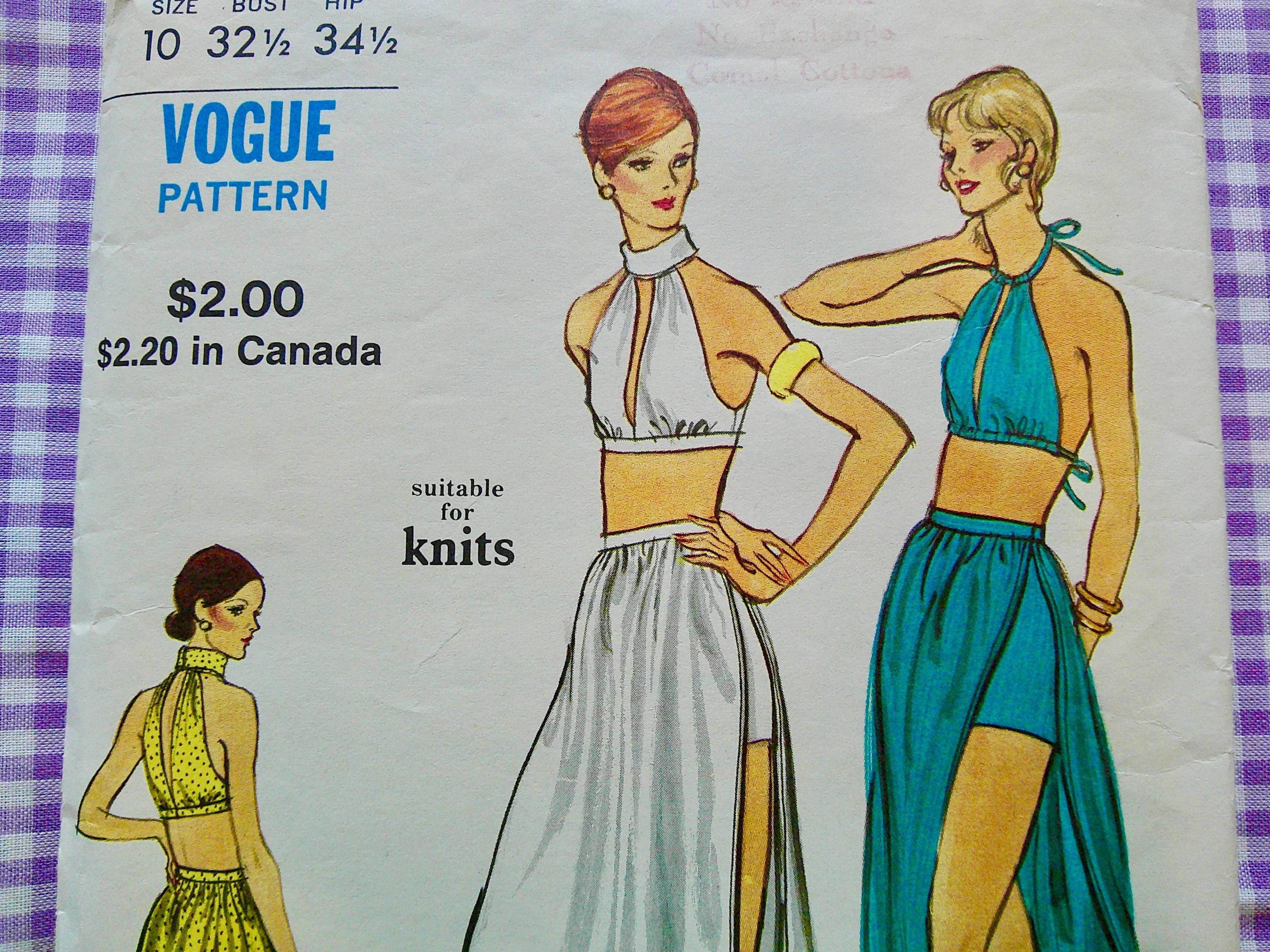 1970s Vogue 8336 Sewing Pattern: Halter Tops & Skirts, Size 10 - Etsy