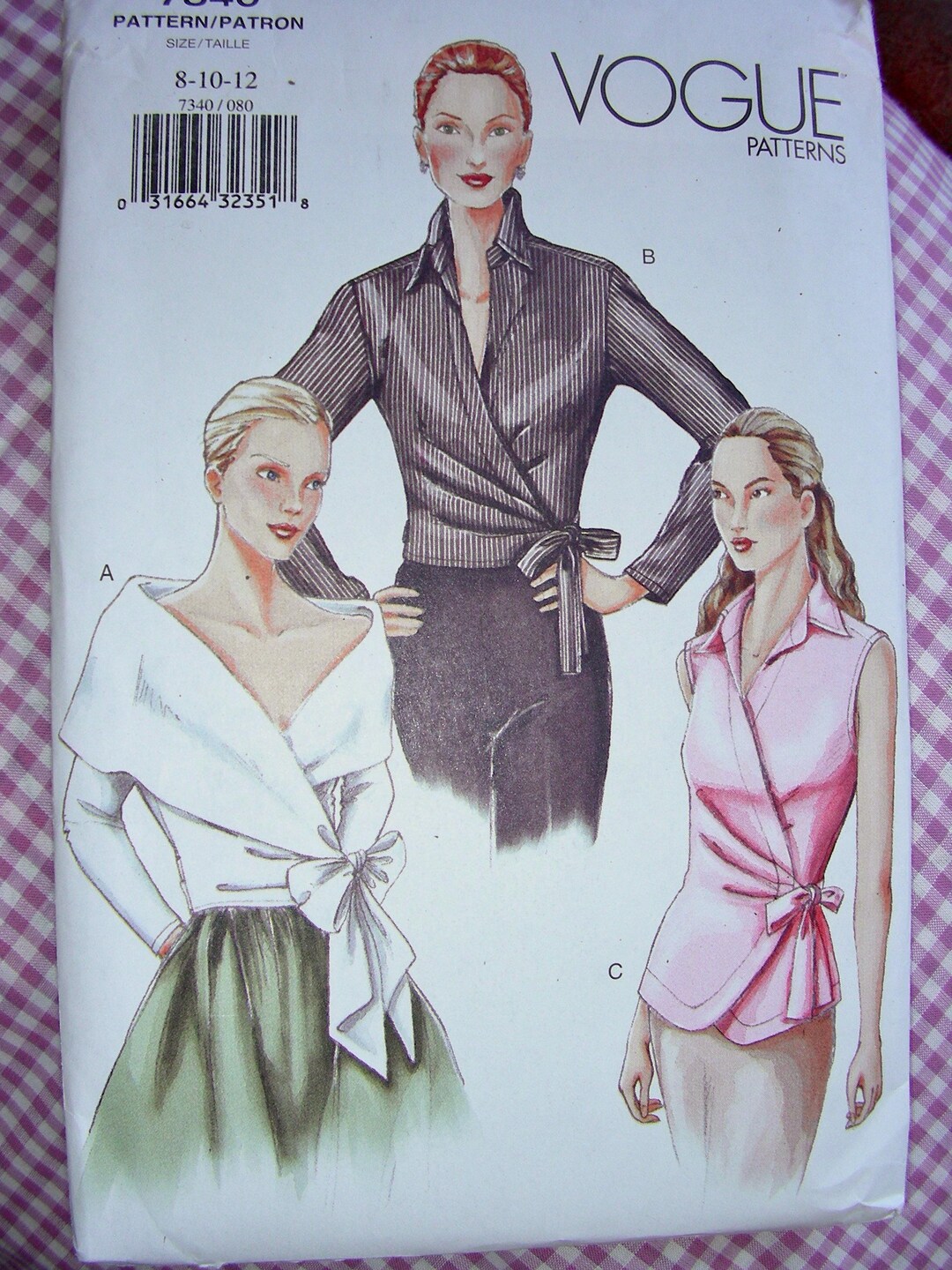 UNCUT Vintage Vogue Pattern 7340 / GLAMOROUS Misses' Wrap Blouses ...