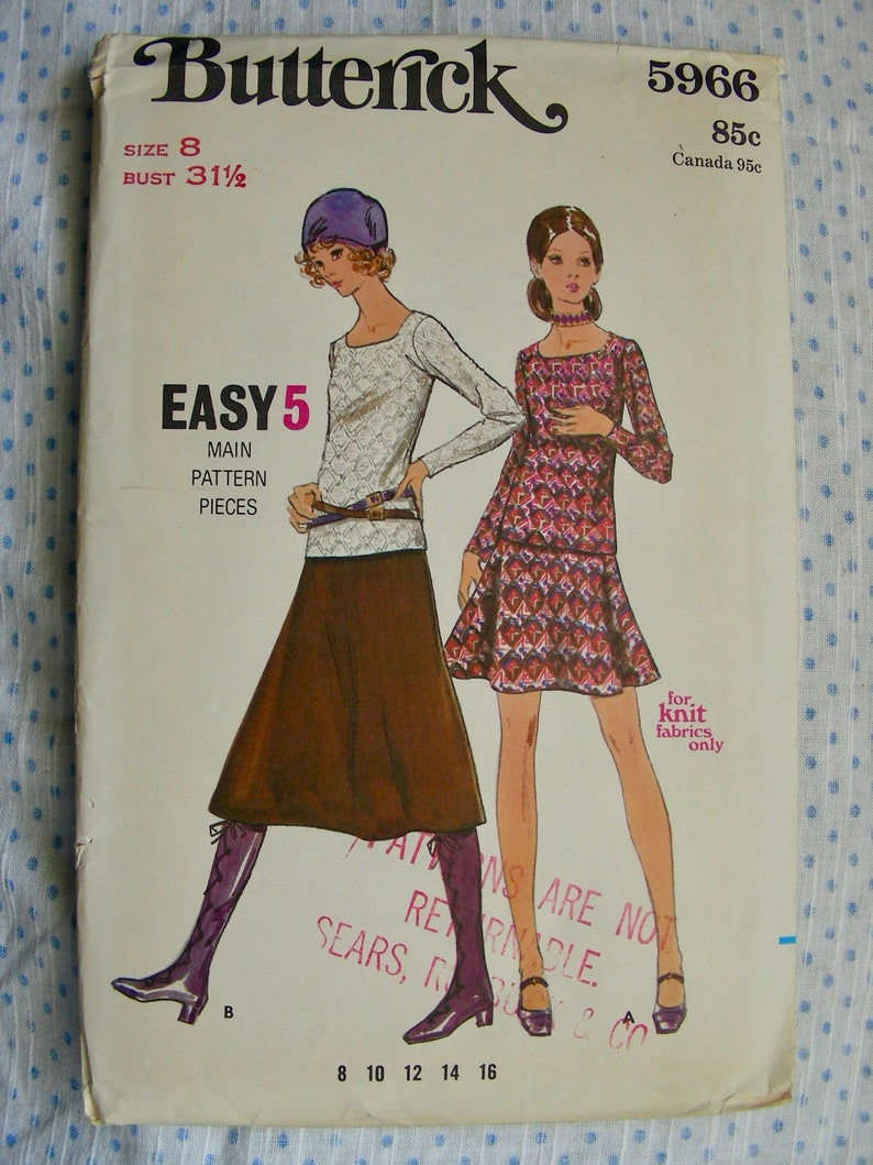 UNCUT Vintage 1970'S Butterick Pattern 5966 / Retro - Etsy