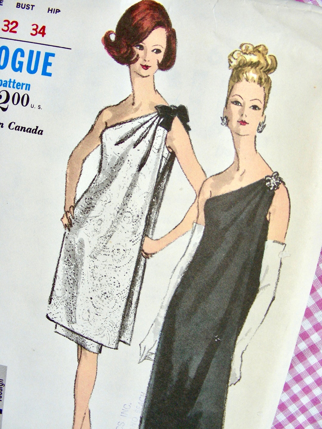 UNCUT 1960s Vogue Special Design Pattern 6596 * GLAMOROUS One Piece One ...