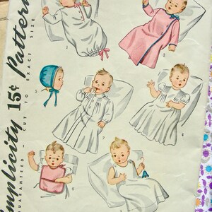 1940s Simplicity Pattern 3506 - INFANTS Set: Nightgown, Wrapper, Slip ...