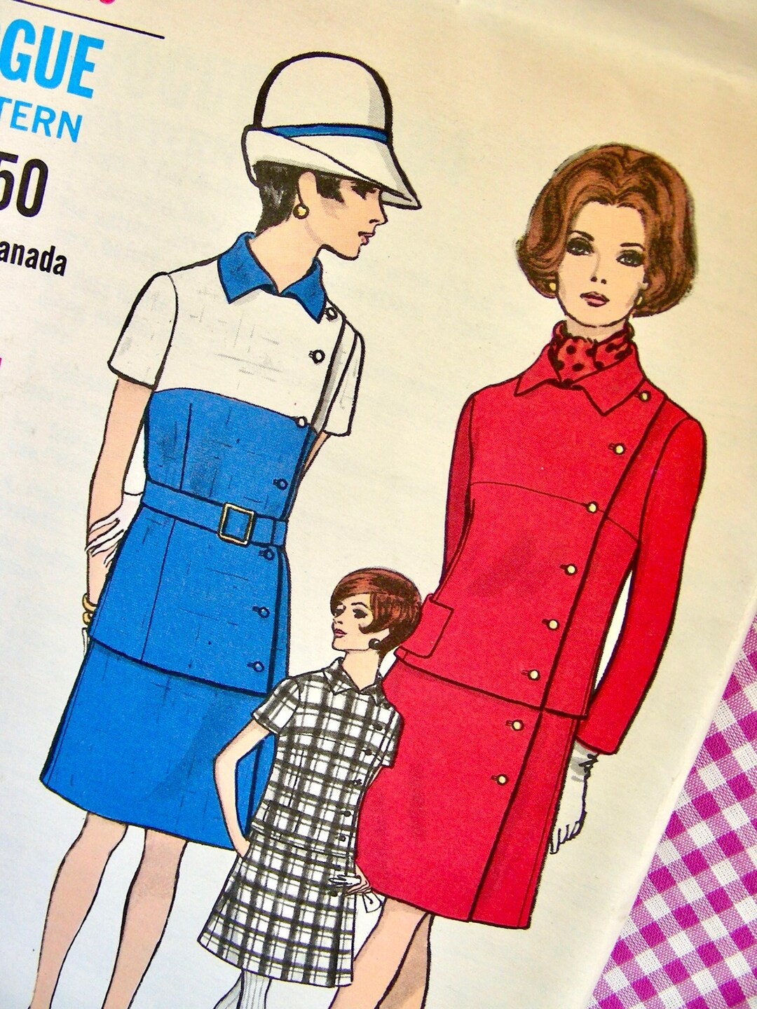 VOGUE Pattern 7484 UNCUT 1970's Misses' Mod Two-piece Semi-fitted Dress ...
