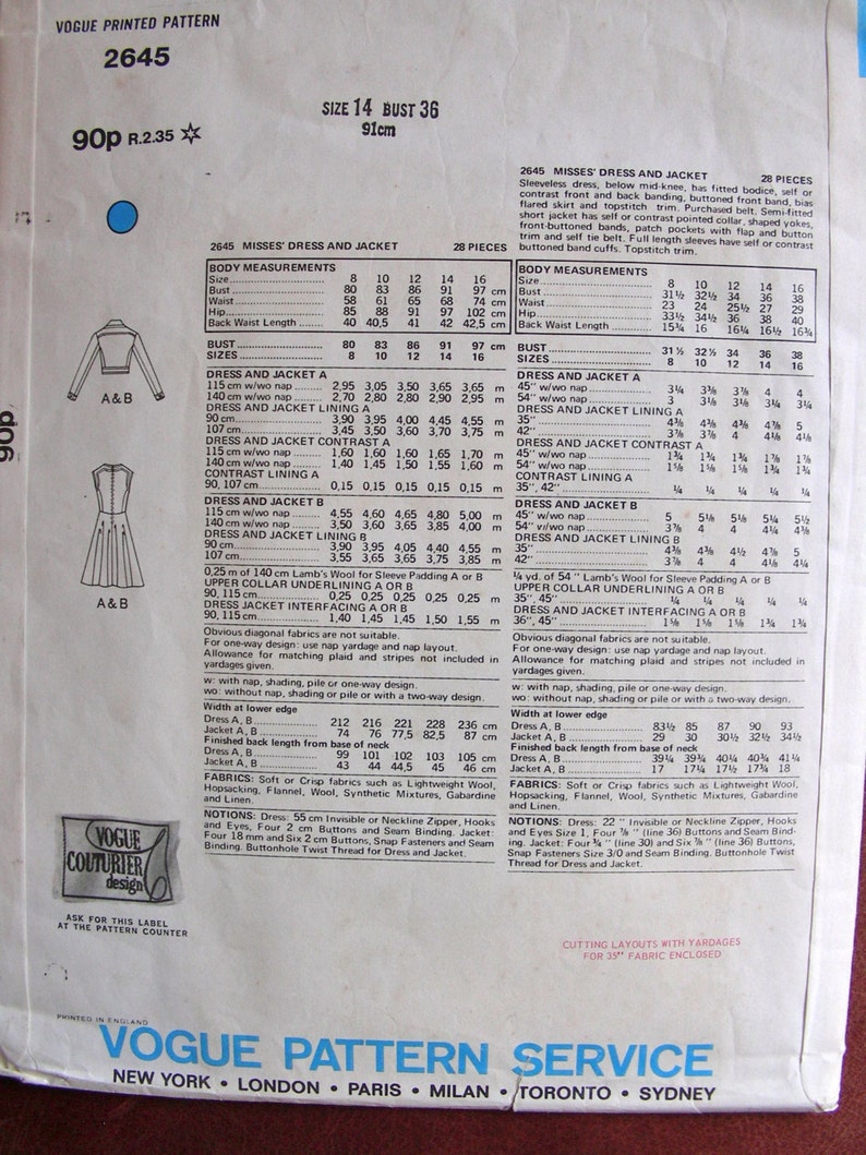 UNCUT * Vogue Couturier Pattern 2645 by Designer Belinda Bellville ...