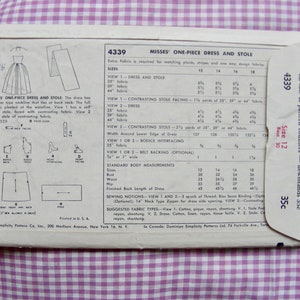 1950s Vintage Simplicity Sewing Pattern 4339 Misses' Evening Cocktail ...