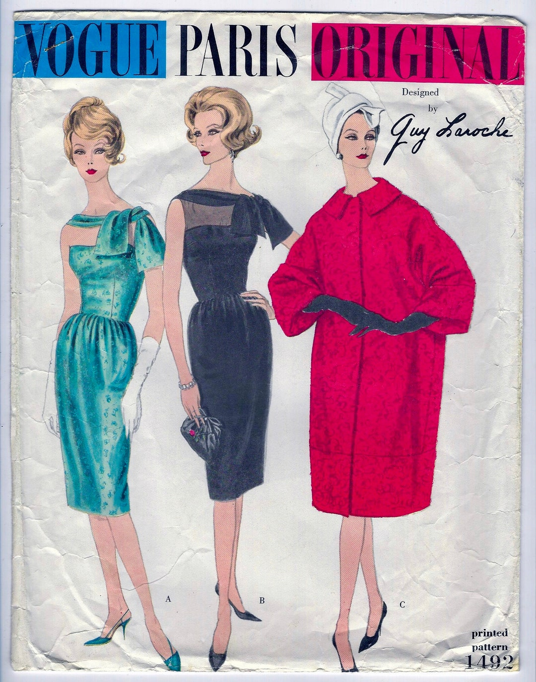 Vogue Paris Original Pattern 1492 GUY LAROCHE Designer One-piece ...