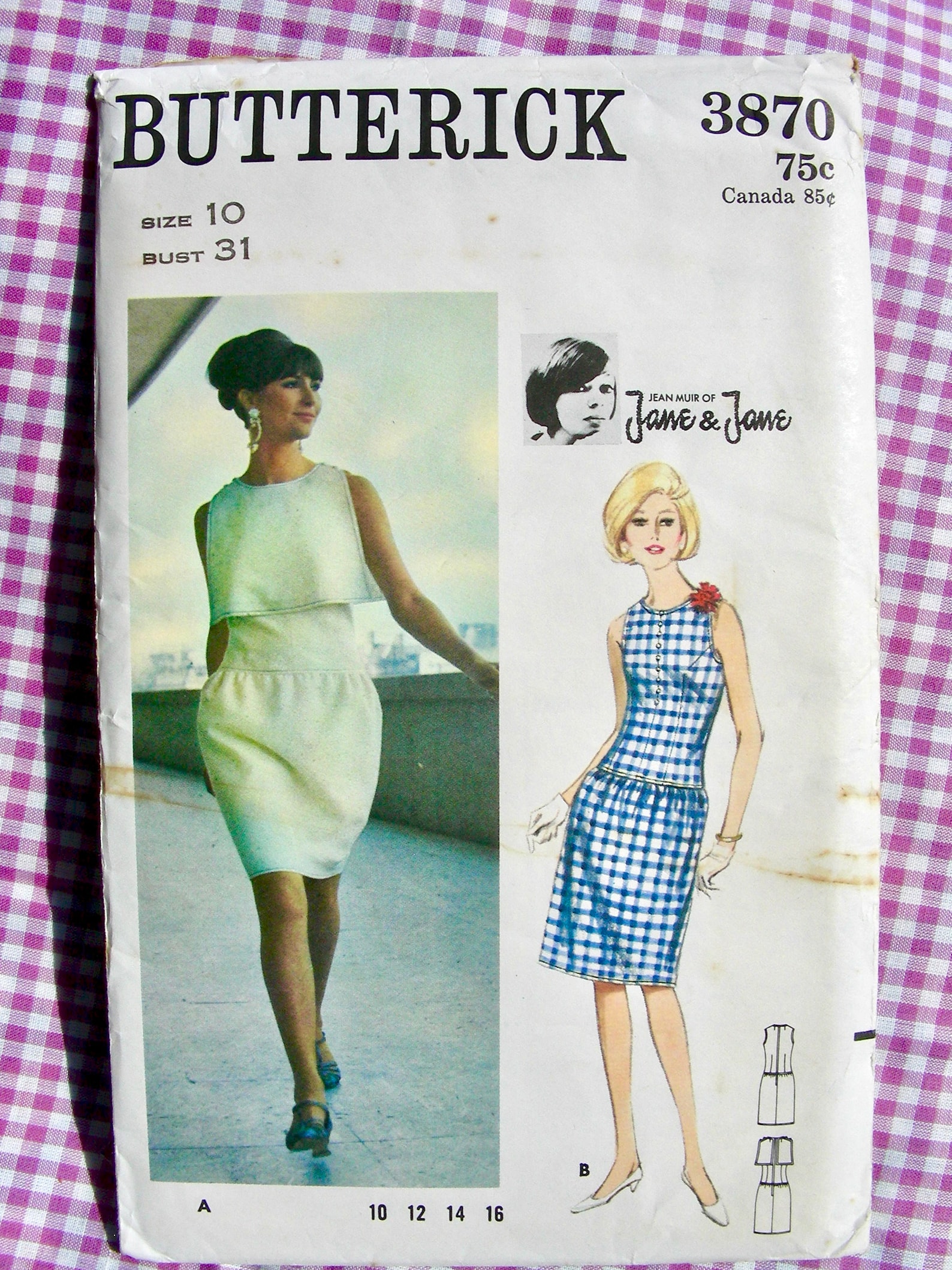 UNCUT Butterick Pattern 3870 Jean Muir of Jane & Jane - One-piece Dress ...