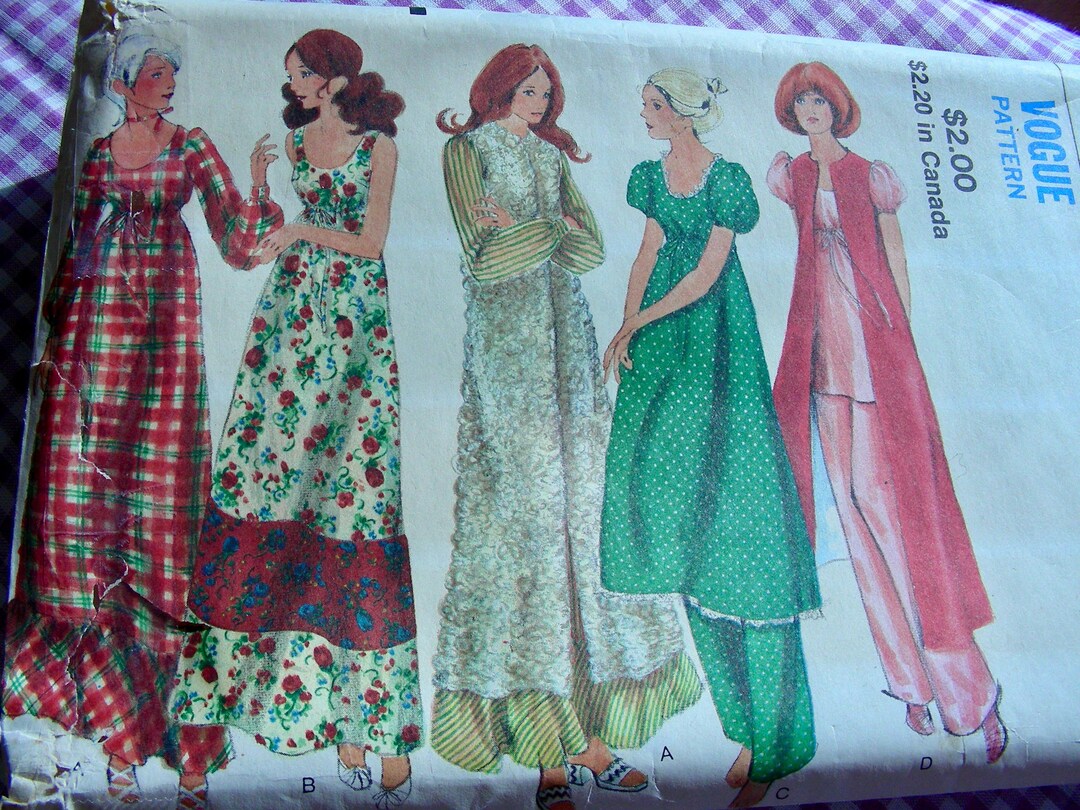 Vintage 1970's Vogue 7905 RARE Misses' Lingerie: Nightgown, Flared ...