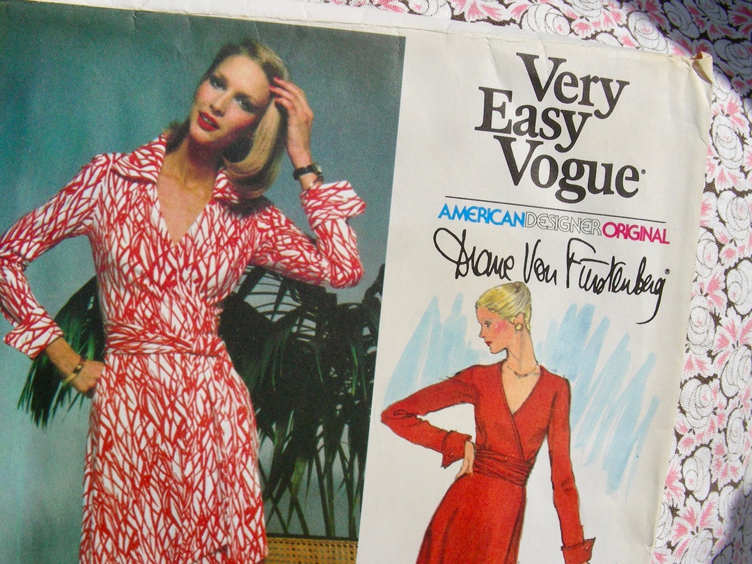 Vogue 1549 Iconic 1970s Diane Von Furstenberg - Front WRAP Maxi Dress ...