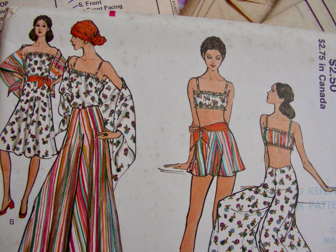 Vogue Pattern 8073 * Misses Pant Skirt, Midriff Strapless Top and Shawl ...