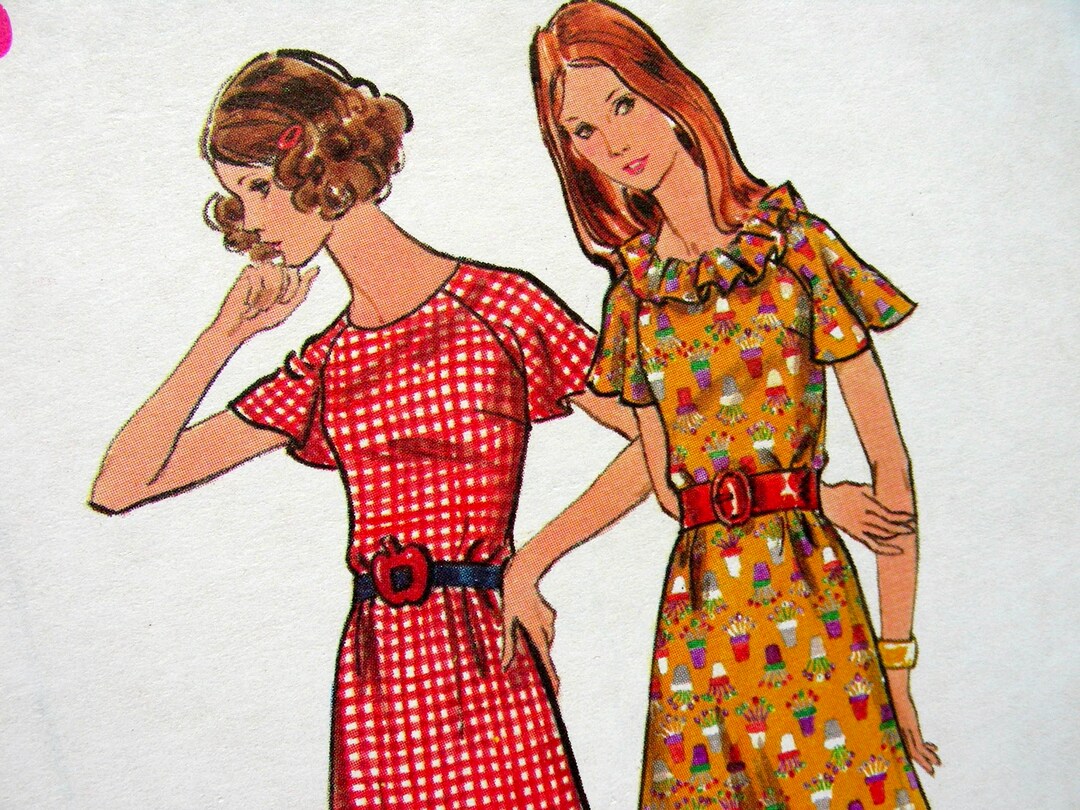 UNCUT 1970s Butterick Pattern 6638 * CHARMING Misses' Dress Mid-knee or ...