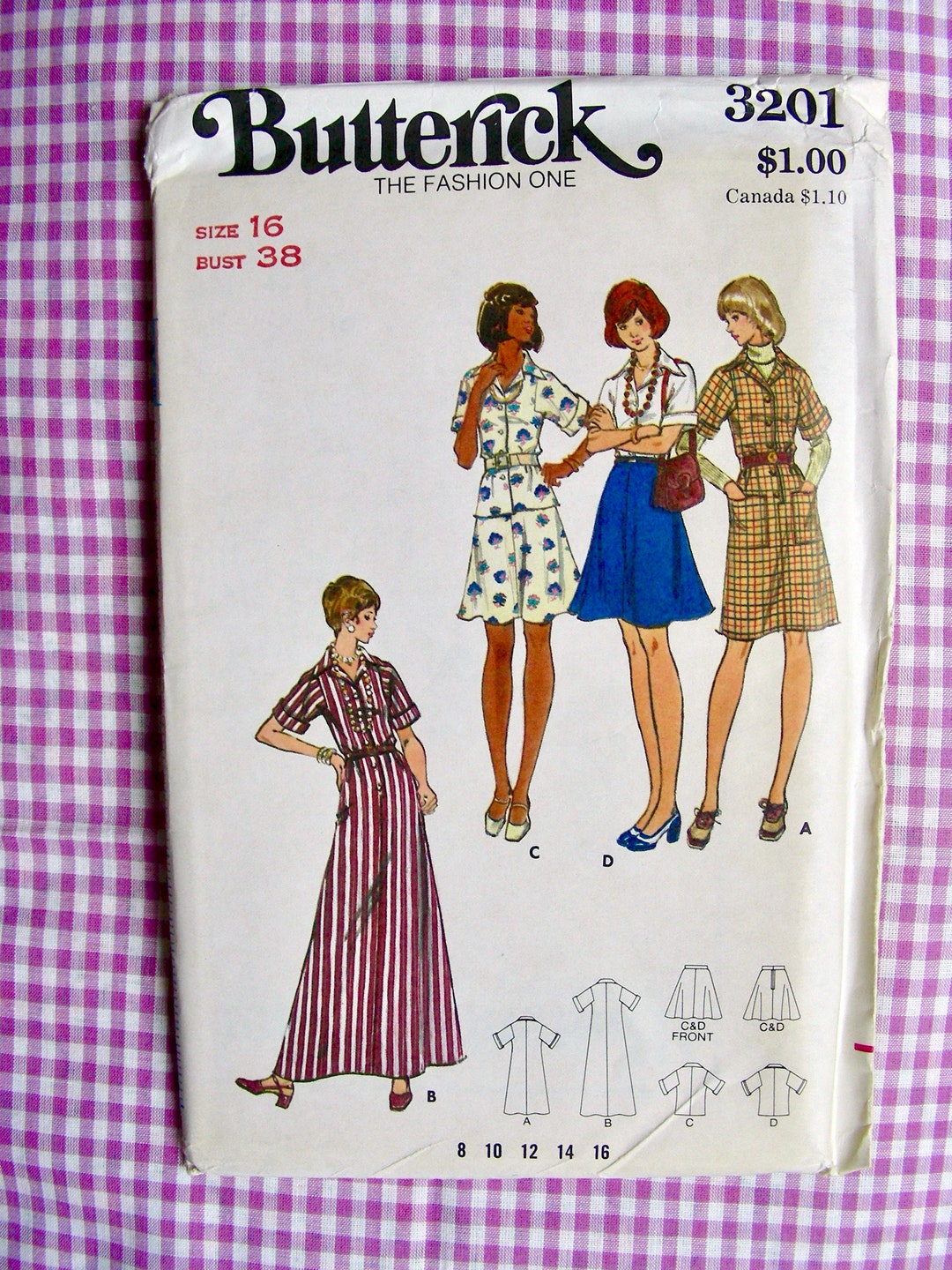 UNCUT 1970's Butterick Pattern 3201 / CHARMING Misses' High-waisted ...