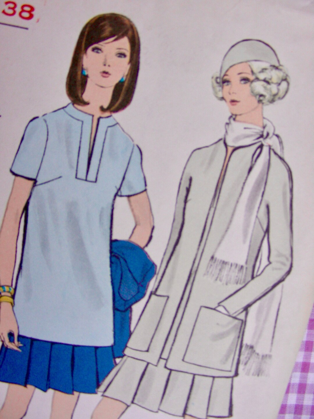 VOGUE Pattern 7735 UNCUT 1970's Vintage Misses' Mod Long Tunic Top ...