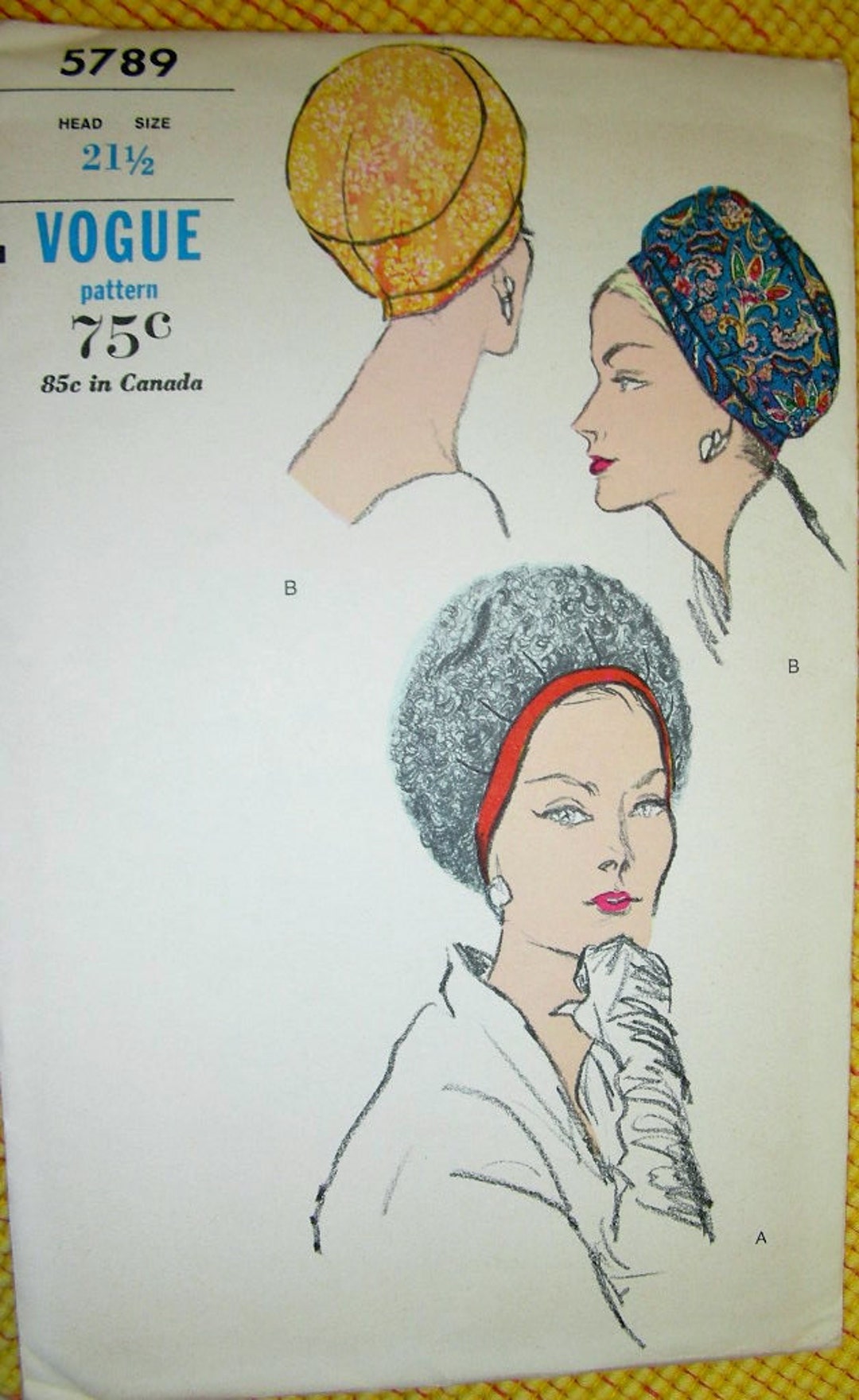 Vintage VOGUE Hat Pattern 5789 - - Beautiful Ladies' Darted Cloche Hats ...