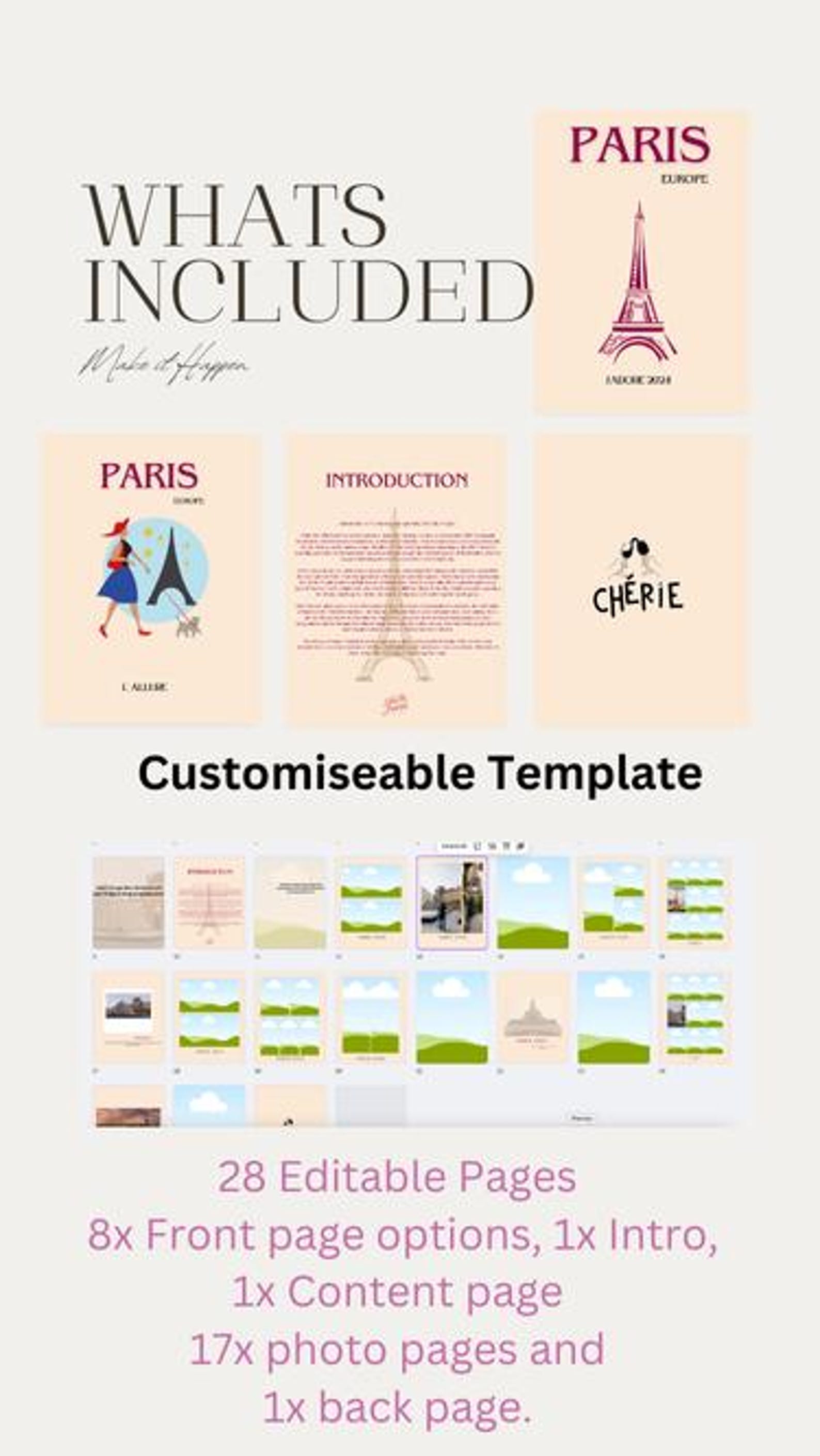 Paris France Travel Photo Book, Customised Photo Book Cover, European ...
