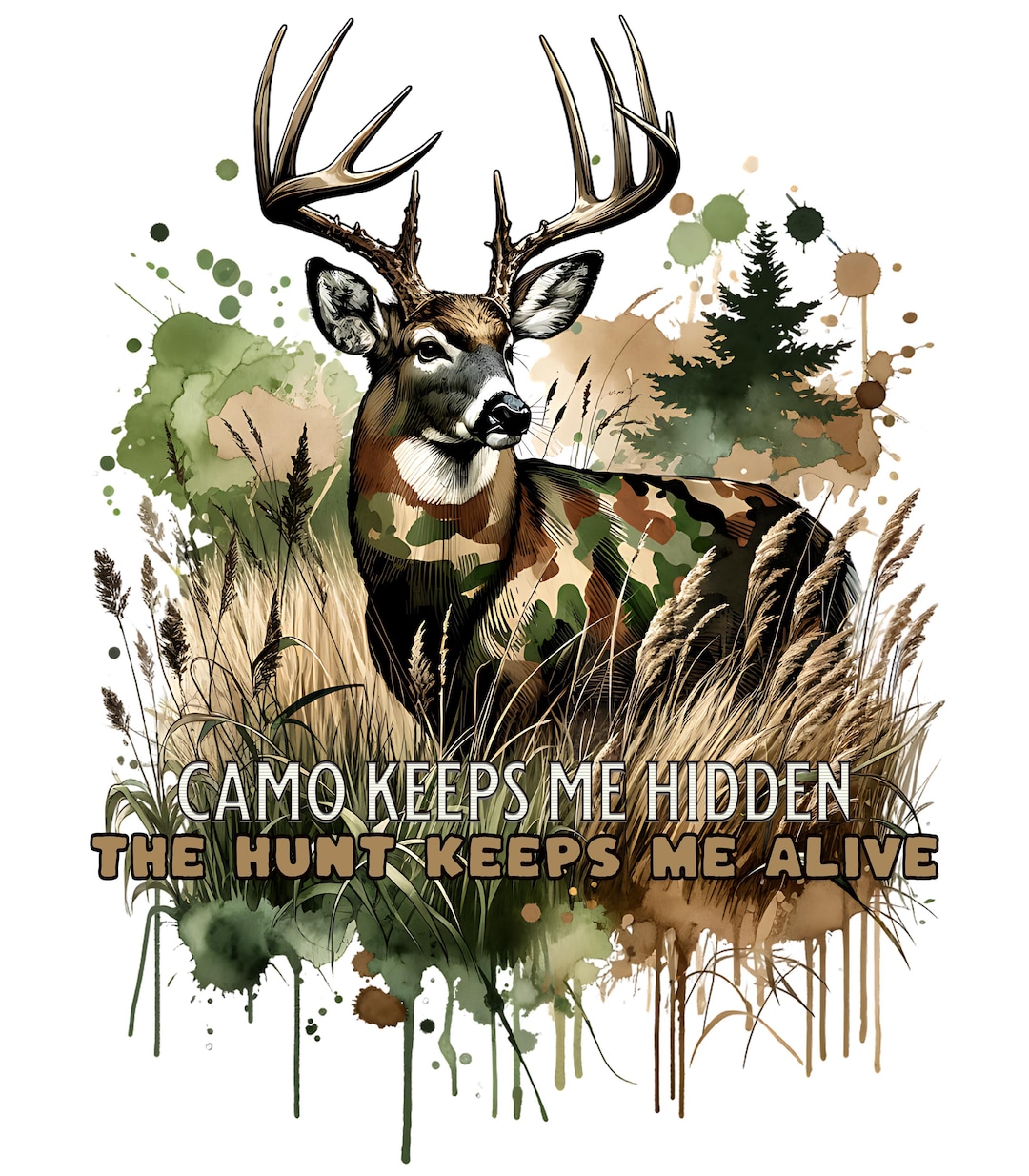 Camo Deer Hunting Png, Hunting T-shirt Design, Hunting Dad Shirt, Cool ...