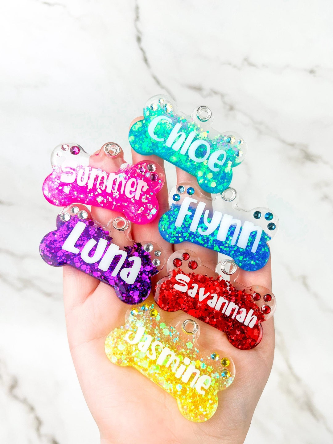 Pretty Pearls | Resin Dog Name Tag (large) - Etsy