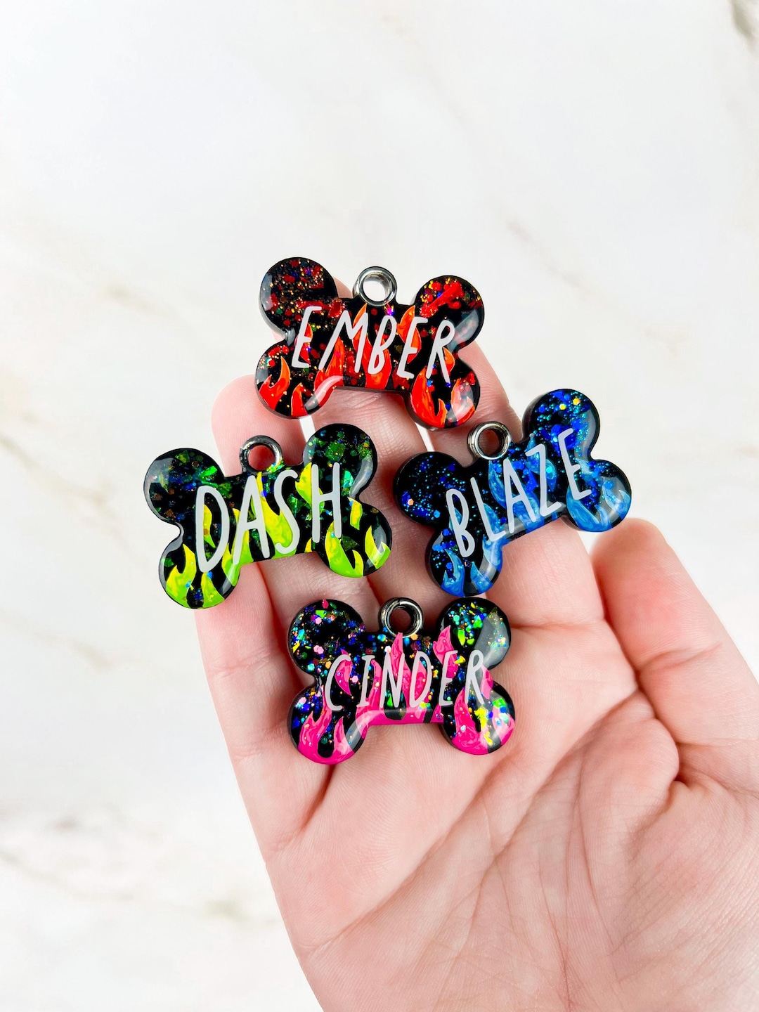 Bark Blaze | Resin Dog Name Tag (small) - Etsy