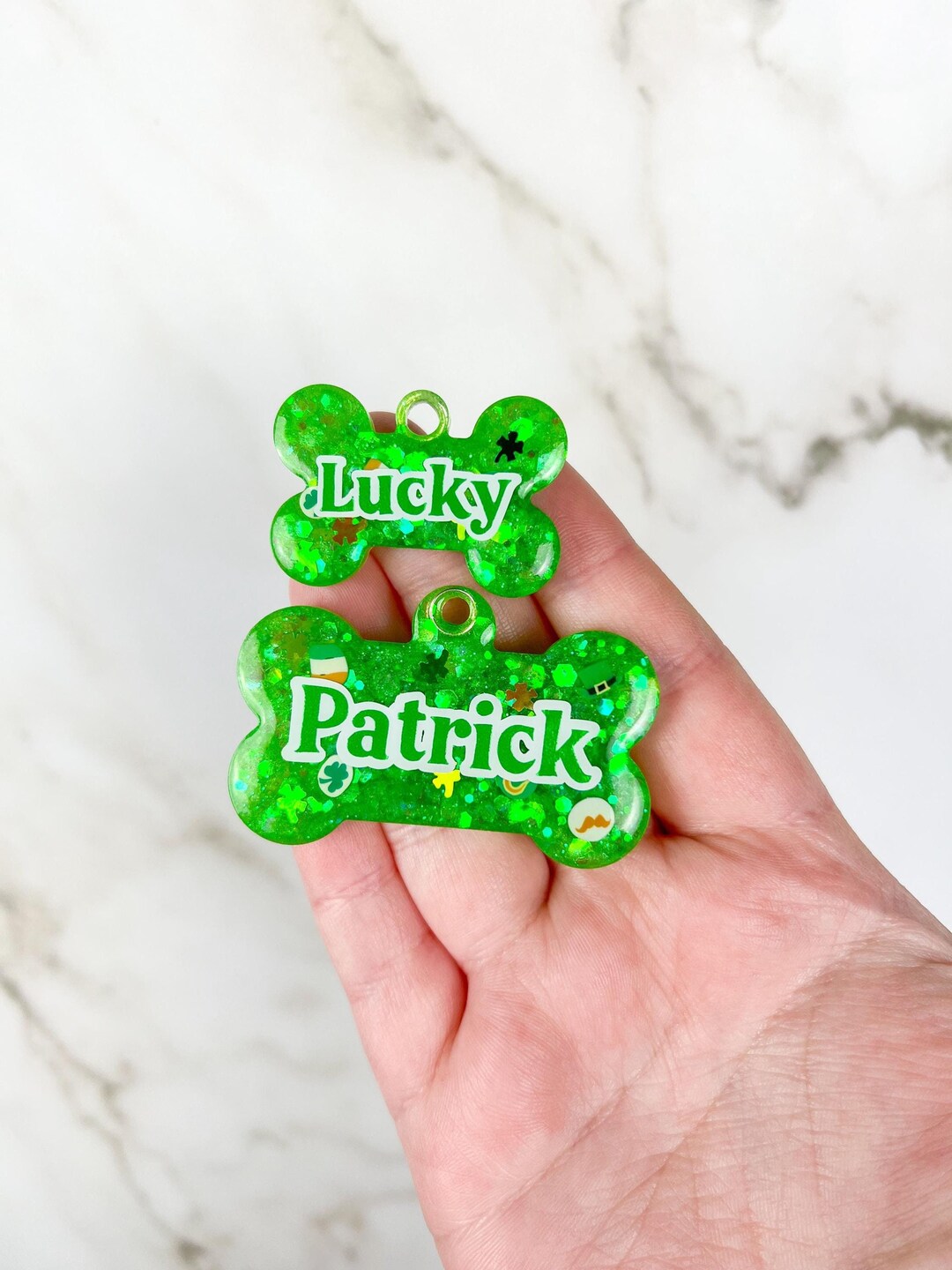 St. Patrick's Day | Resin Dog Name Tag - Etsy