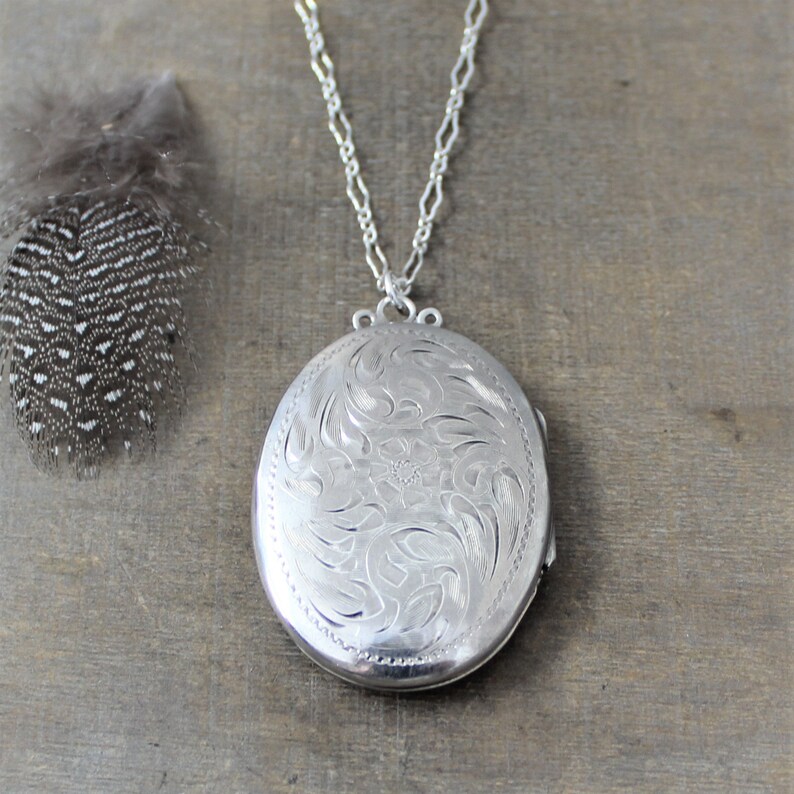 Extra Large Silver Locket Necklace Wedding Locket Oval | Etsy