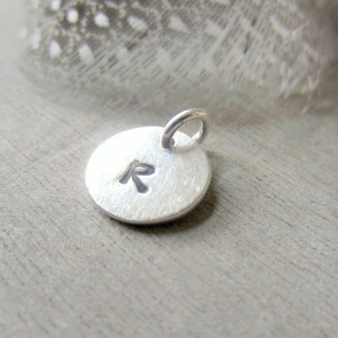 Silver Initial Charm, Artisan Fine Silver Letter, Custom Hand Stamped ...
