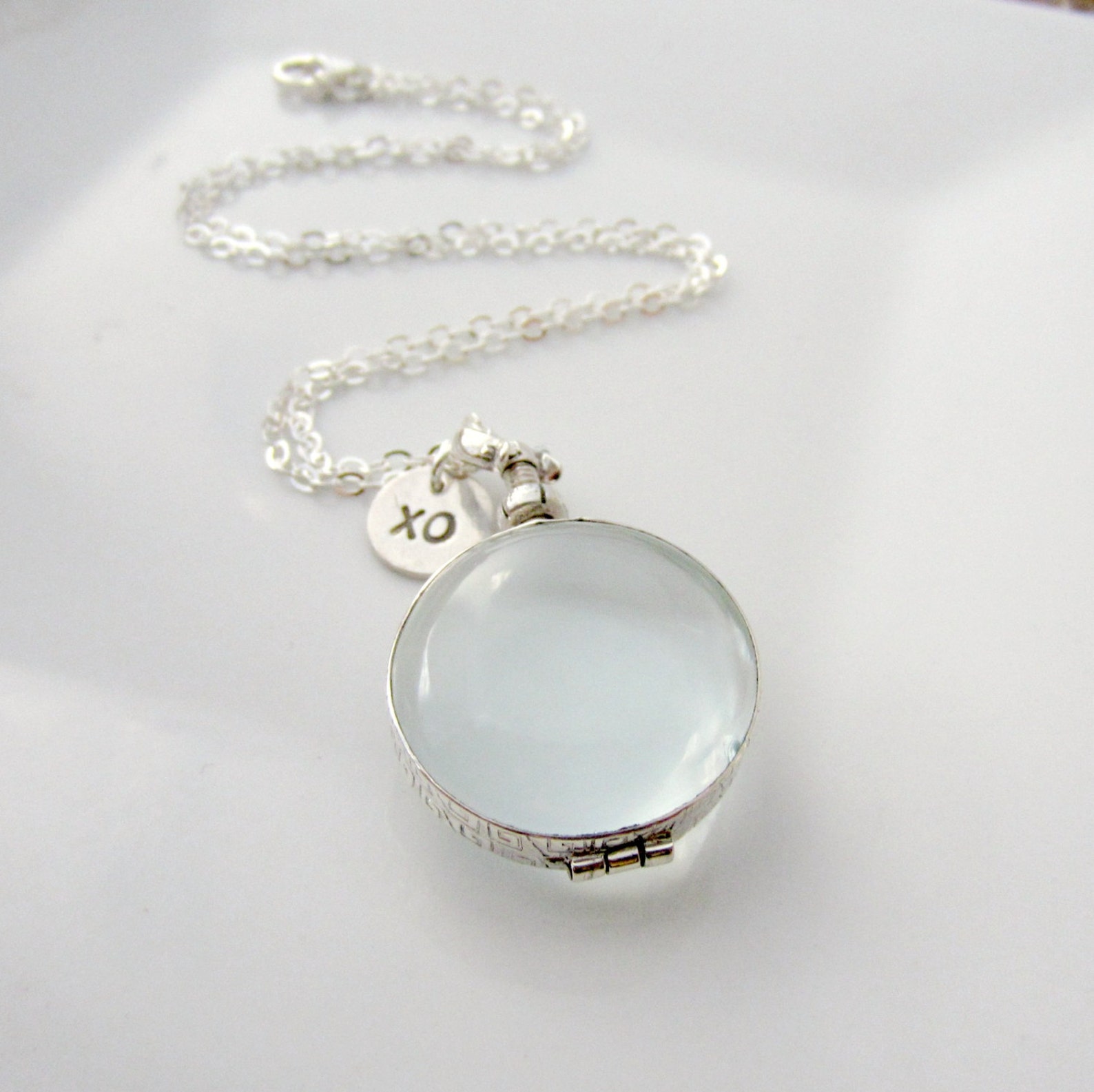 Personalized Locket Modern Locket Glass Locket Necklace - Etsy