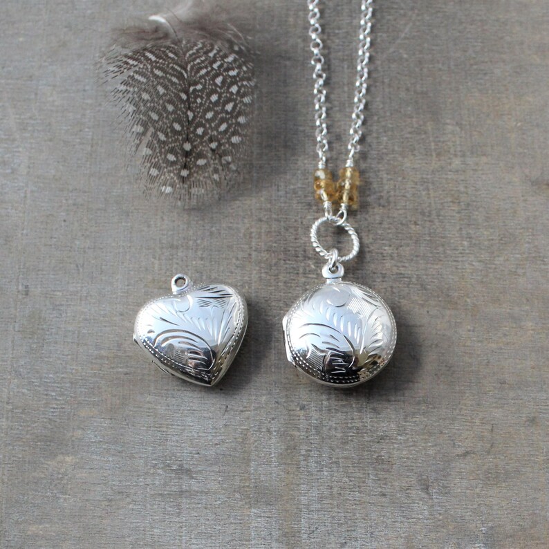 Citrine Locket, November Birthstone Locket, Round Locket Necklace ...