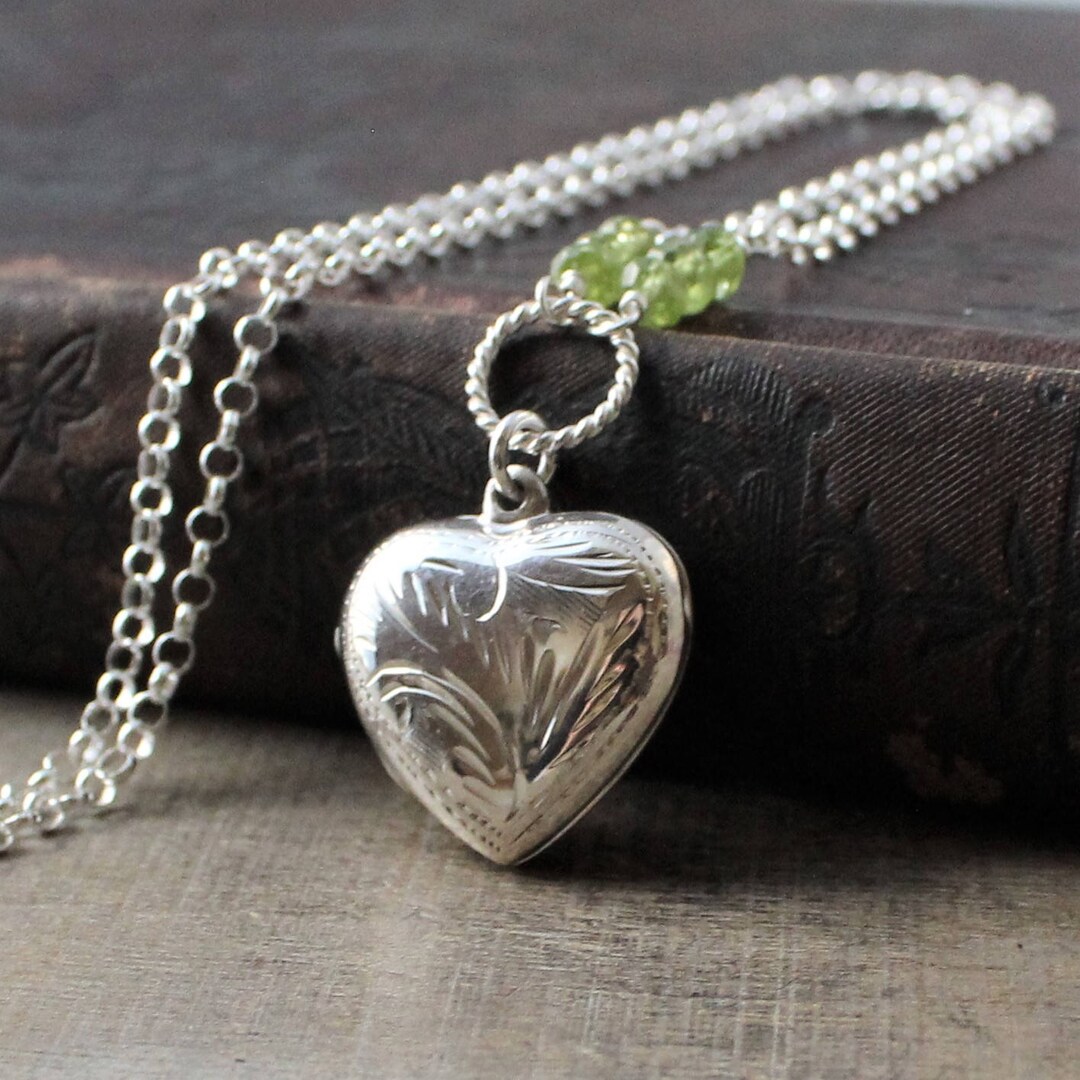August Birthstone Locket, Peridot Locket, Photo Locket Necklace ...