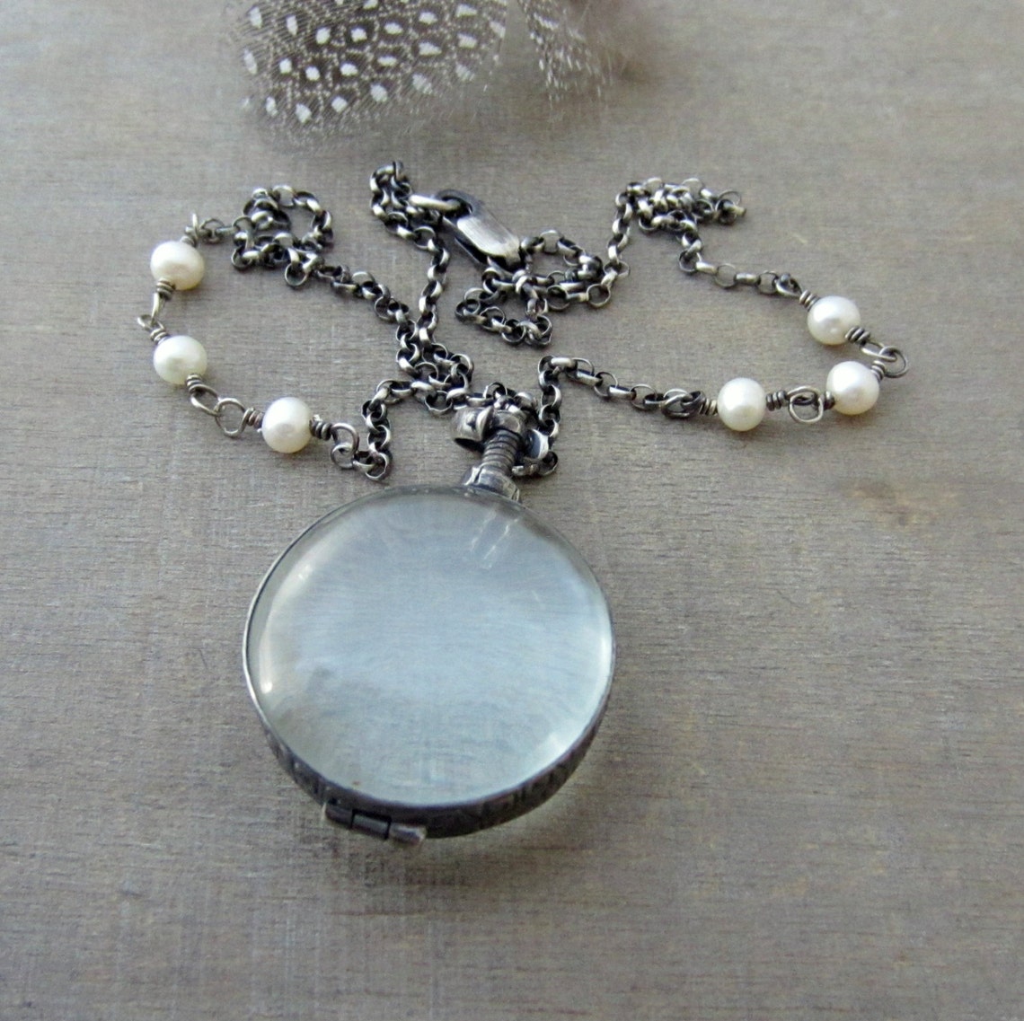 Glass Locket Sterling Silver Locket Push Present Keepsake | Etsy