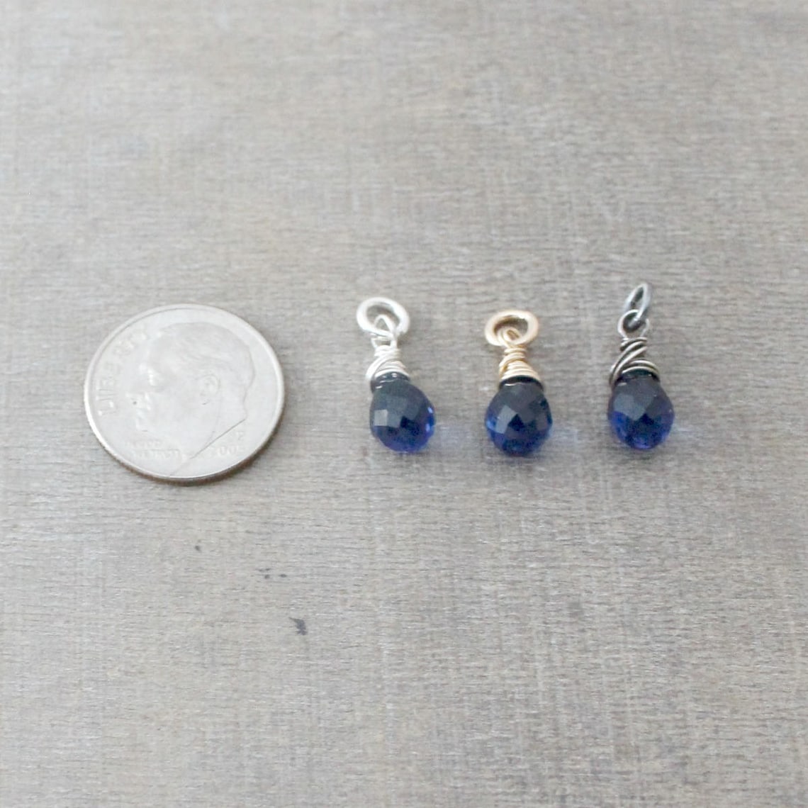 Blue Quartz Charm Royal Blue Gemstone Charm Small Hydro - Etsy