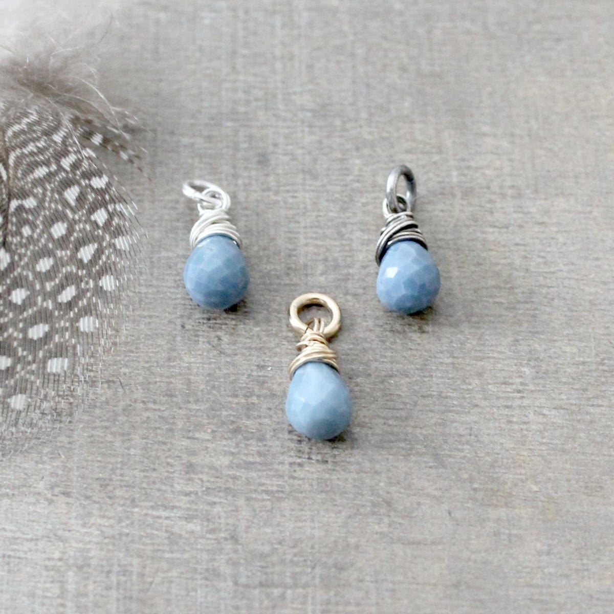 Blue Opal Charm October Birthstone Charm Blue Opal Pendant | Etsy