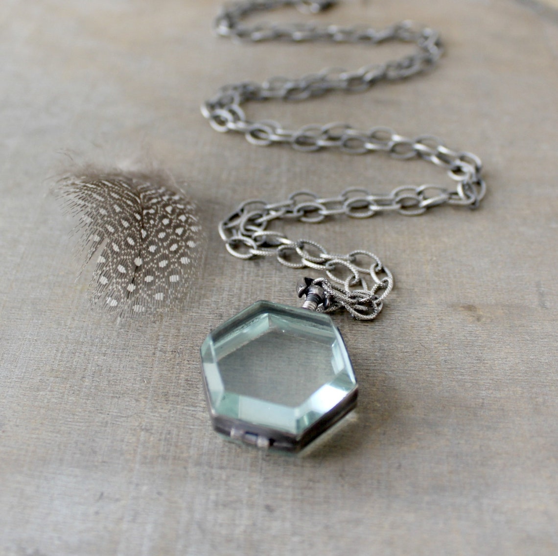 Glass Locket Necklace Glass Photo Locket Long Chain Locket - Etsy