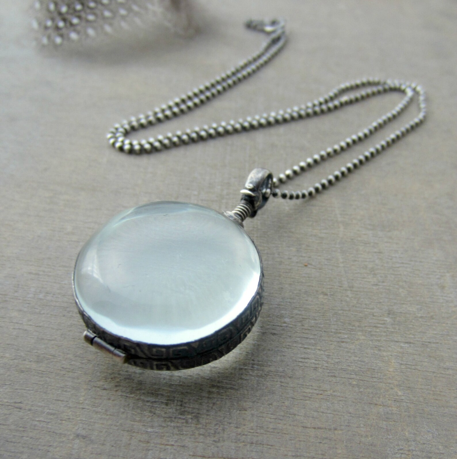 Clear Locket Necklace Glass Photo Locket Oxidize Sterling - Etsy