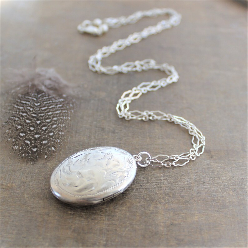 Large Silver Locket Necklace Wedding Locket Oval Locket - Etsy