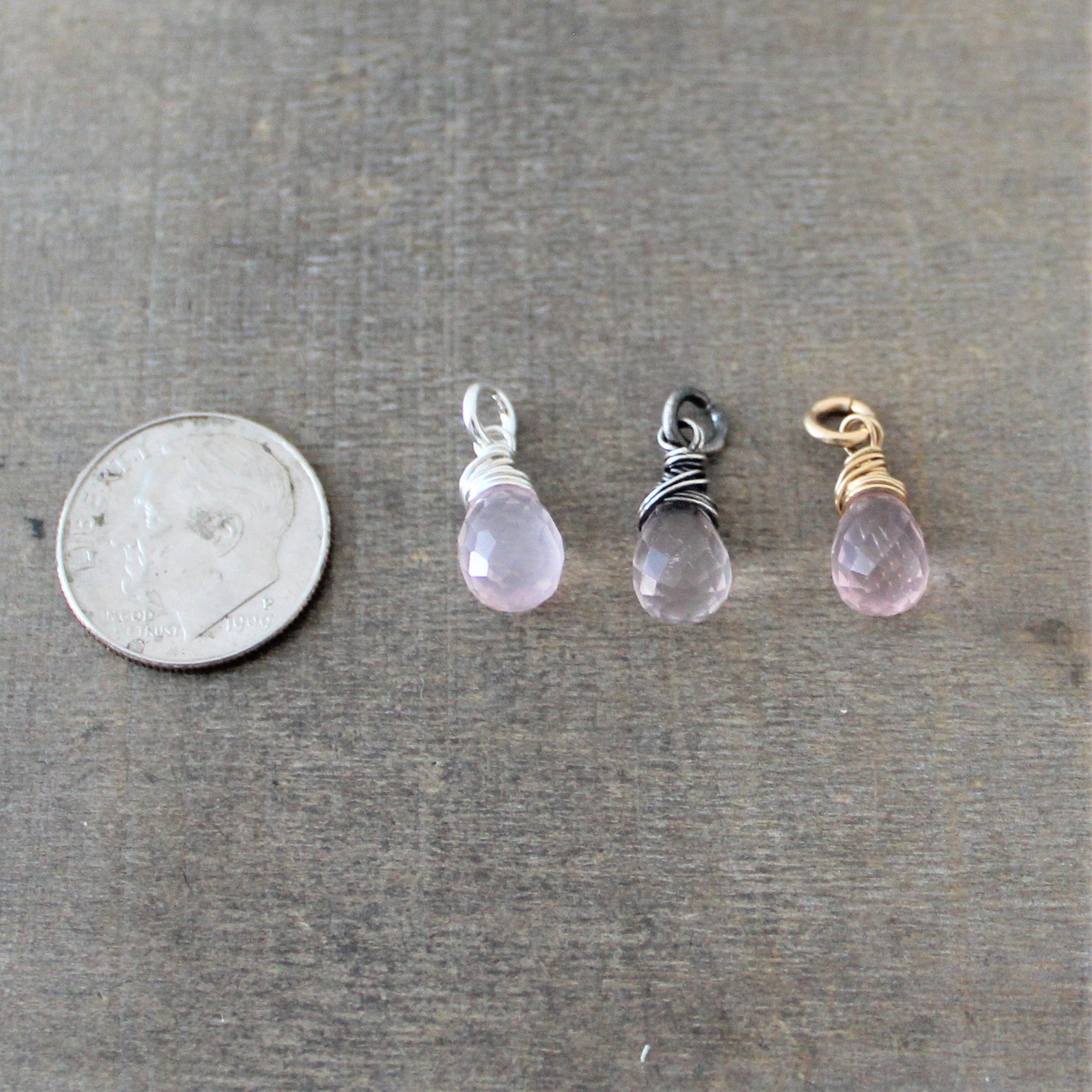 Rose Quartz Charm Pink Gemstone Pendant Wire Wrapped Charm - Etsy