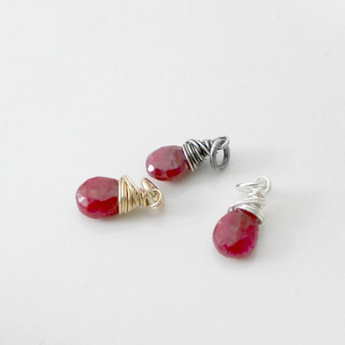Genuine Ruby Charm July Birthstone Charm Wire Wrapped - Etsy