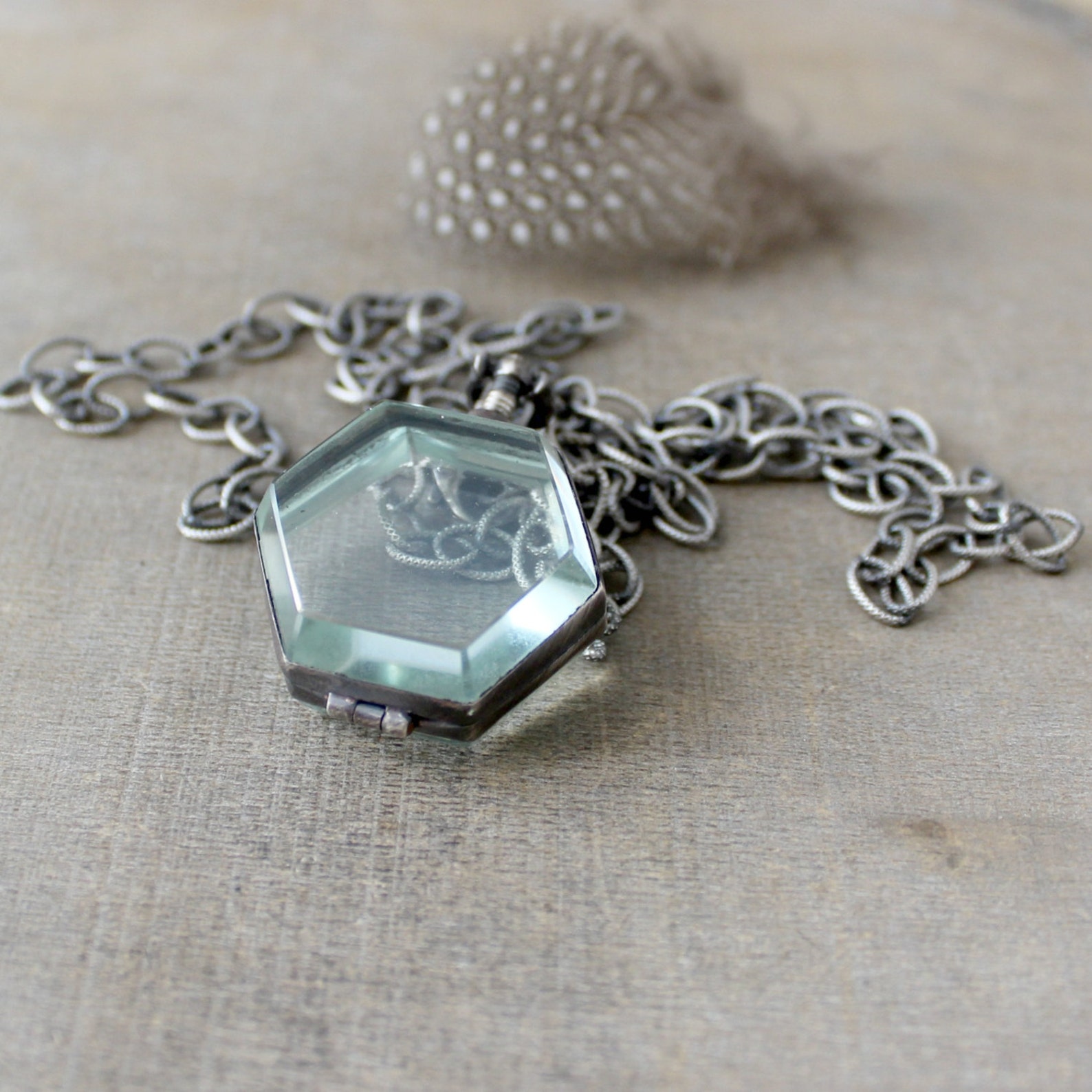 Glass Locket Necklace Glass Photo Locket Long Chain Locket - Etsy