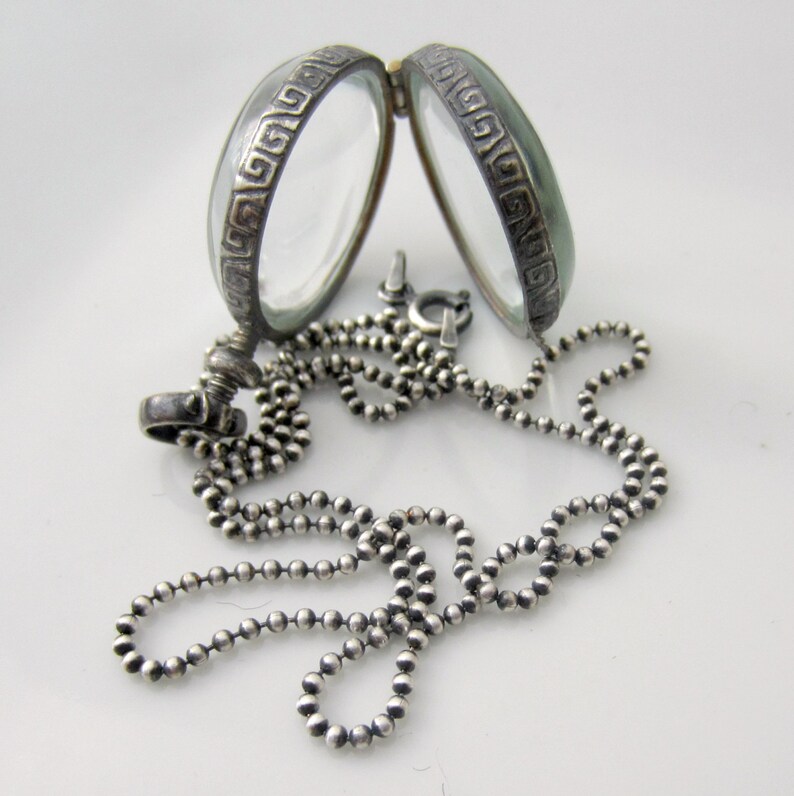 Clear Locket Necklace Glass Photo Locket Oxidize Sterling - Etsy
