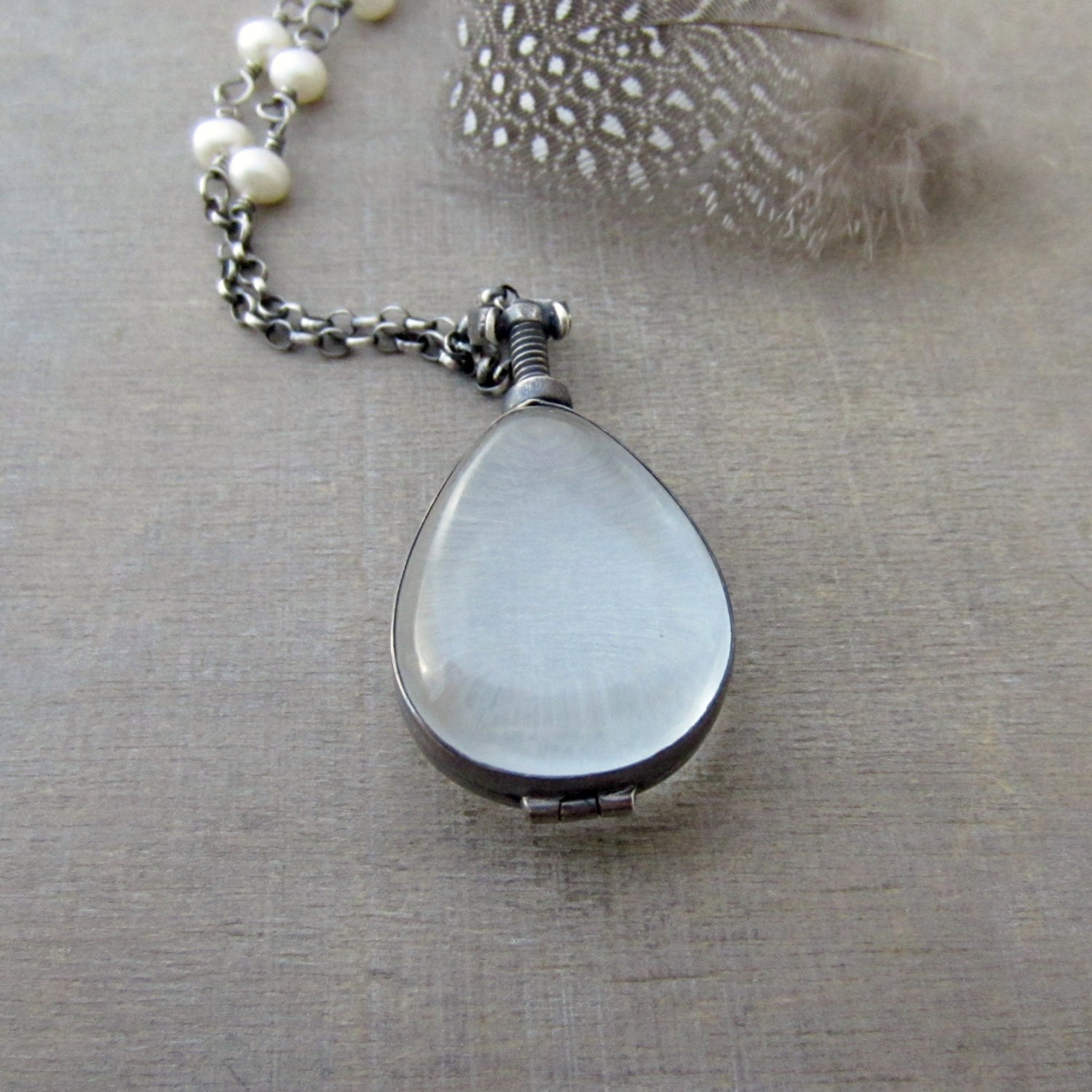 Glass Picture Locket Sterling Silver Locket Push Present | Etsy