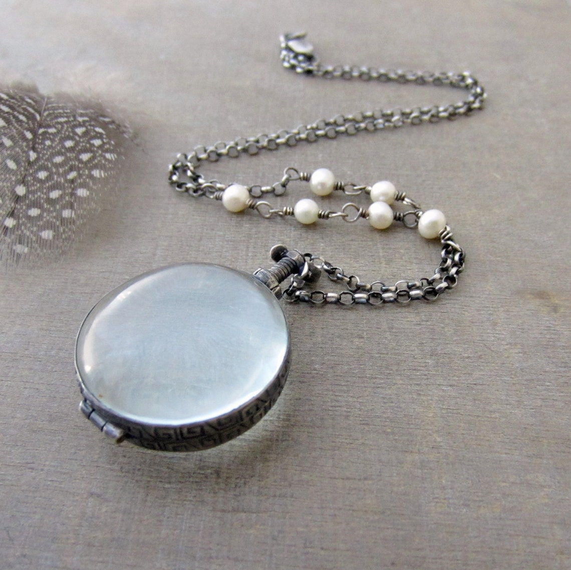 Glass Locket Sterling Silver Locket Push Present Keepsake | Etsy