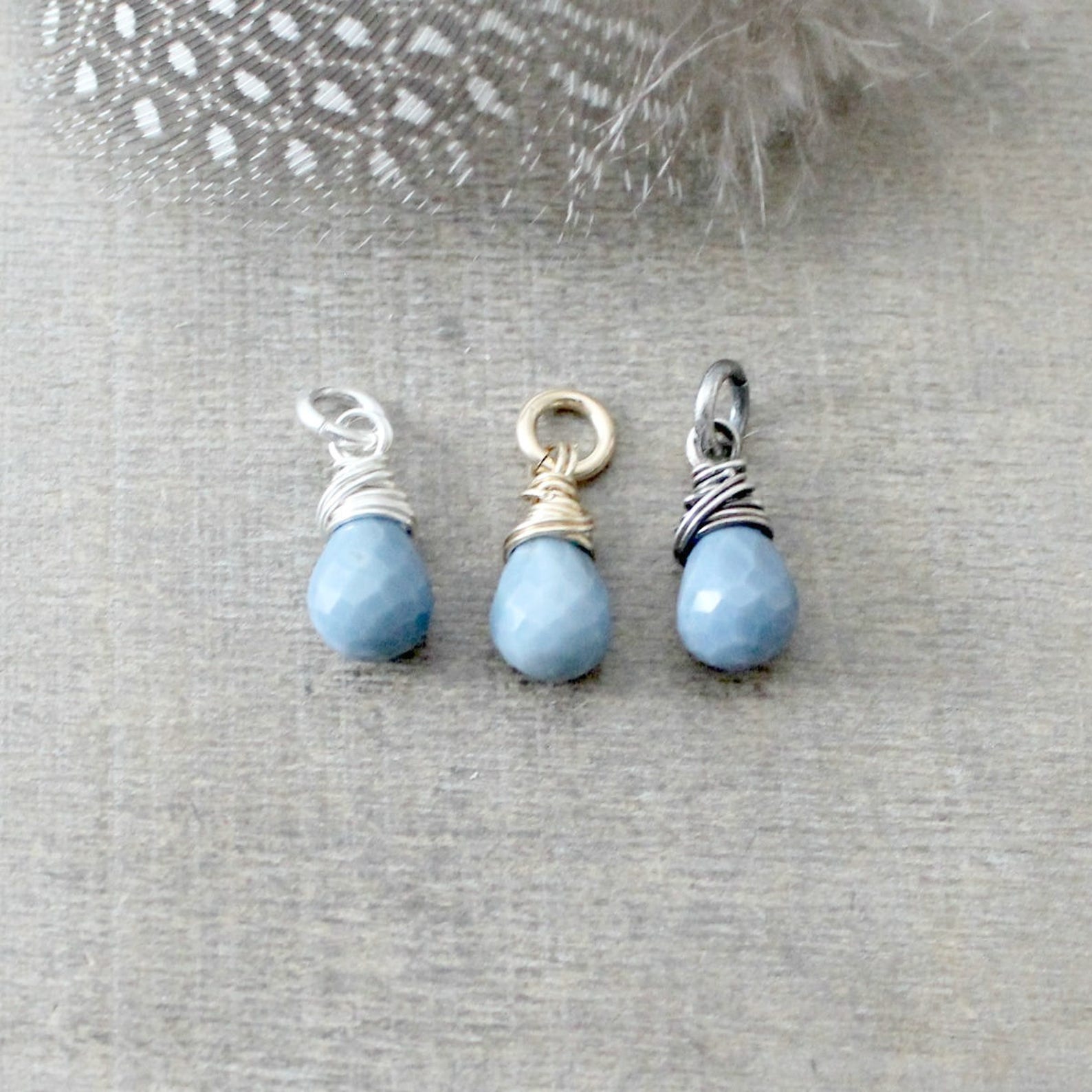 Blue Opal Charm October Birthstone Charm Blue Opal Pendant | Etsy