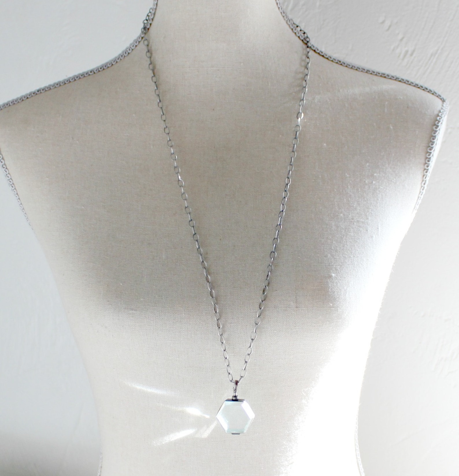 Glass Locket Necklace Glass Photo Locket Long Chain Locket - Etsy