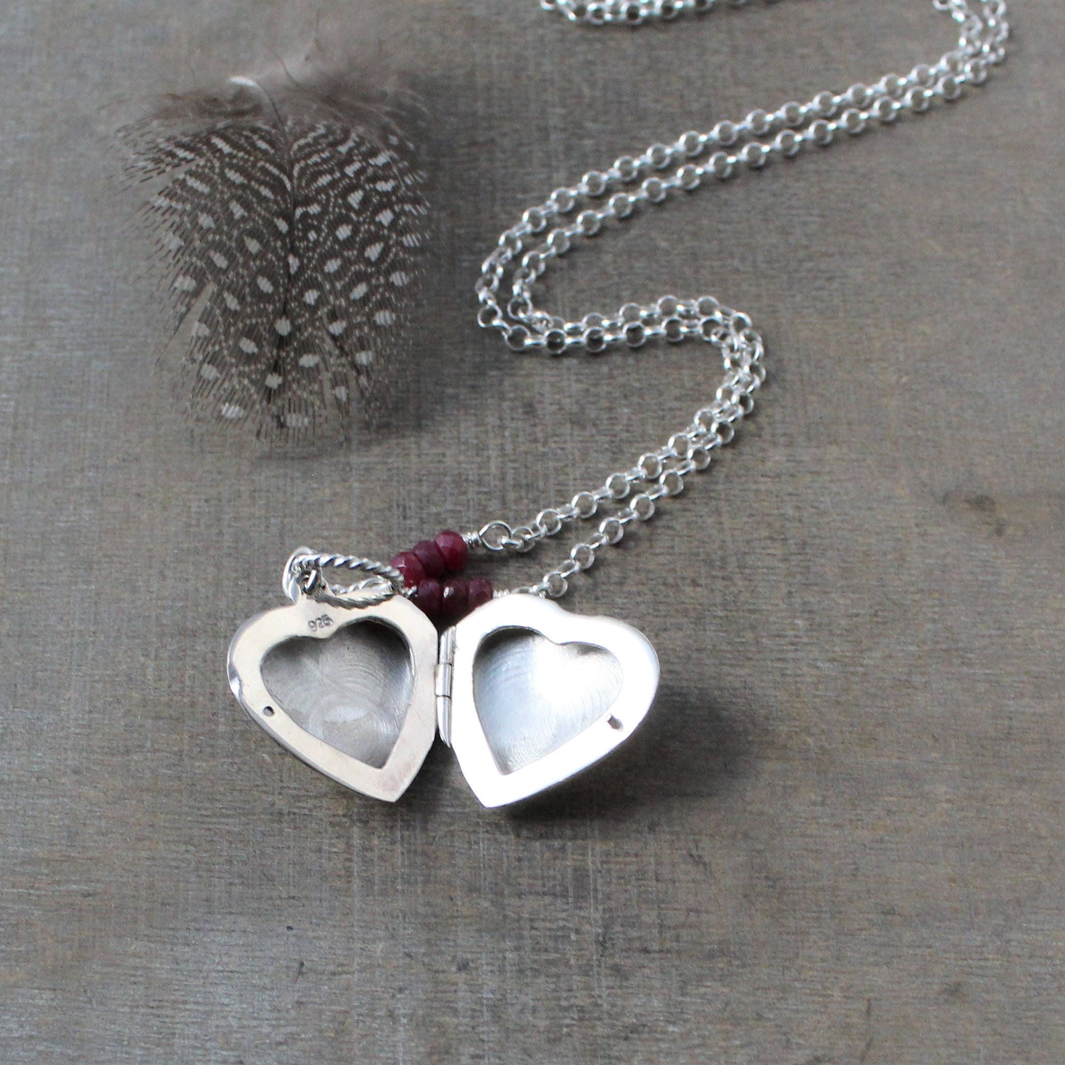 Ruby Locket, July Birthstone Locket, Photo Locket Necklace, Sterling ...