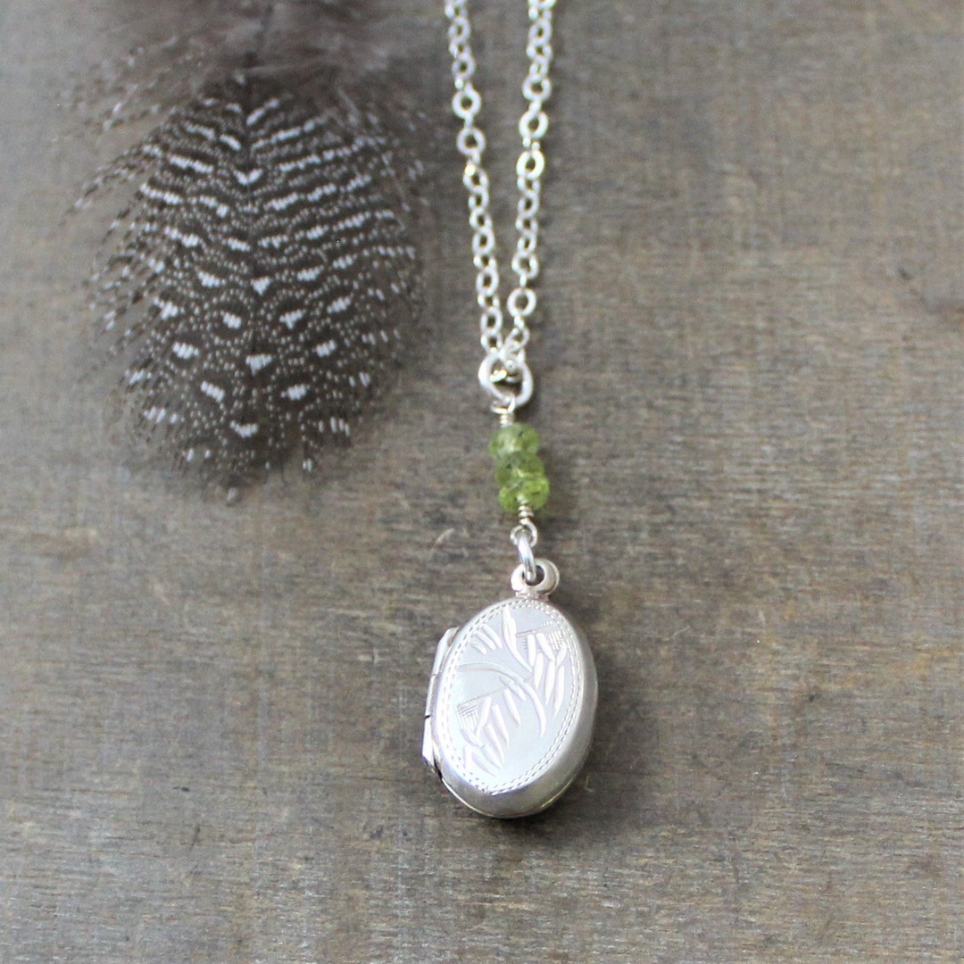 Oval Locket, Sterling Silver Locket Necklace, Vintage Locket Pendant ...