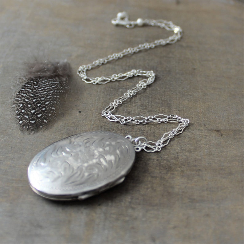 Extra Large Silver Locket Necklace Wedding Locket Oval | Etsy