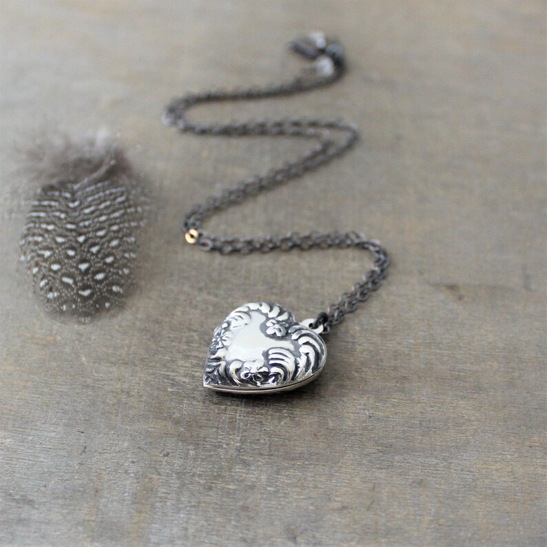 Repousse Locket Pendant Silver Heart Locket Sterling Silver - Etsy