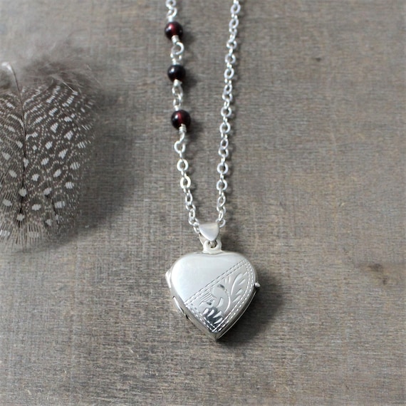 Silver Heart Locket Necklace, Sterling Silver Locket,… - Gem